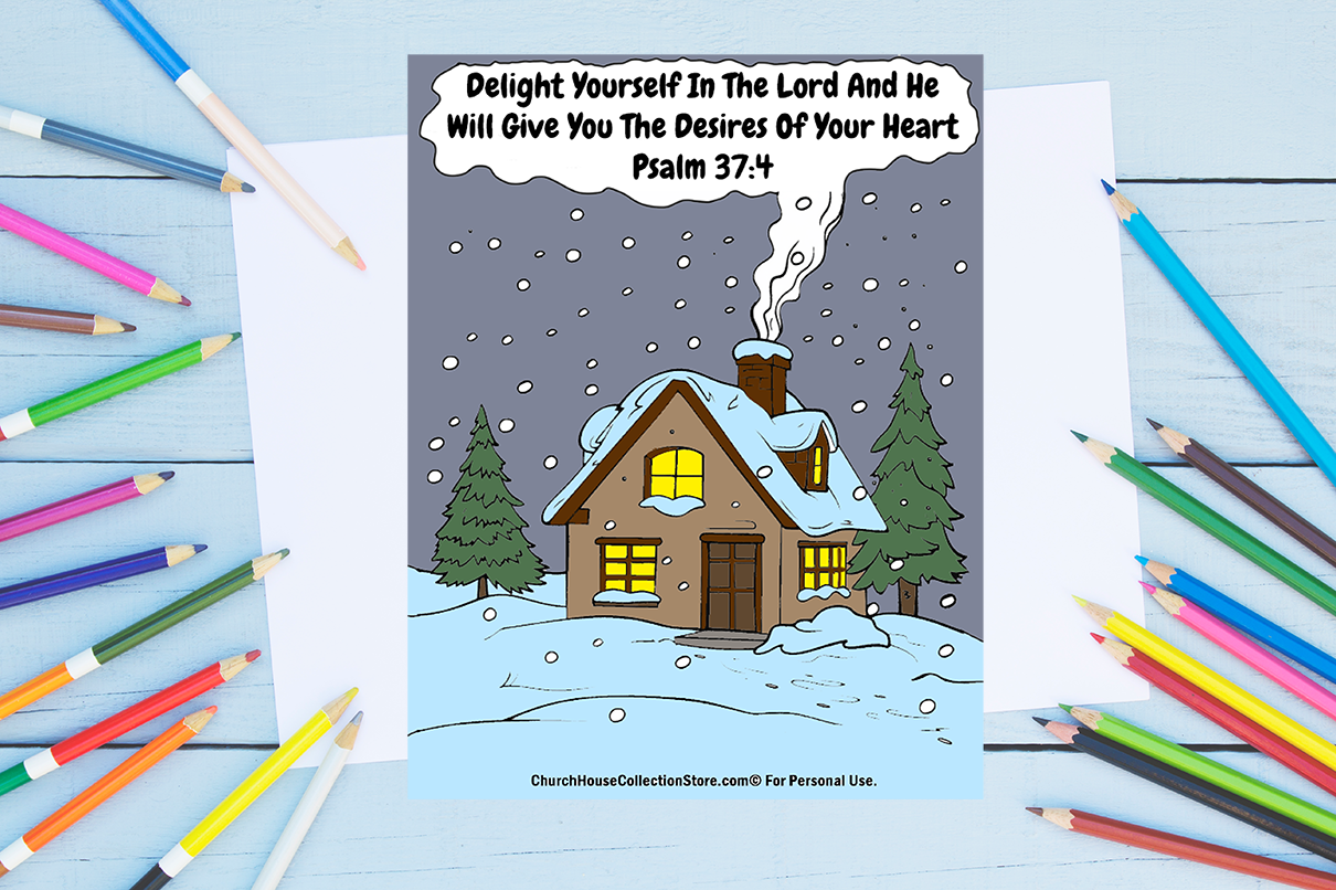 Delight Yourself In The Lord Winter Bible Verse Coloring Page – Church ...
