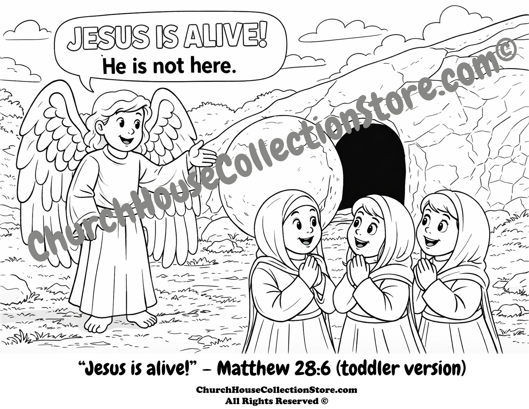 Jesus Is Alive Easter Coloring Page for Preschool & Sunday School ...