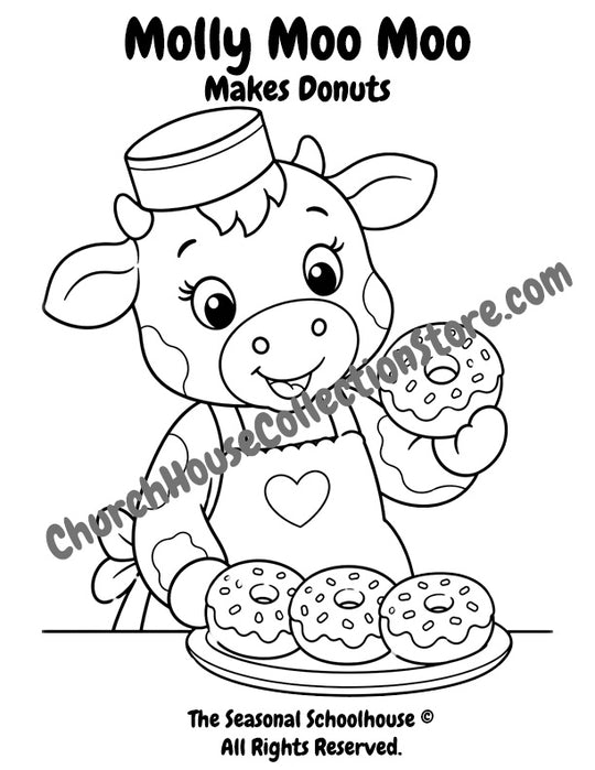 Molly Moo Moo Makes Donuts Coloring Page Printable PDF – Church House ...