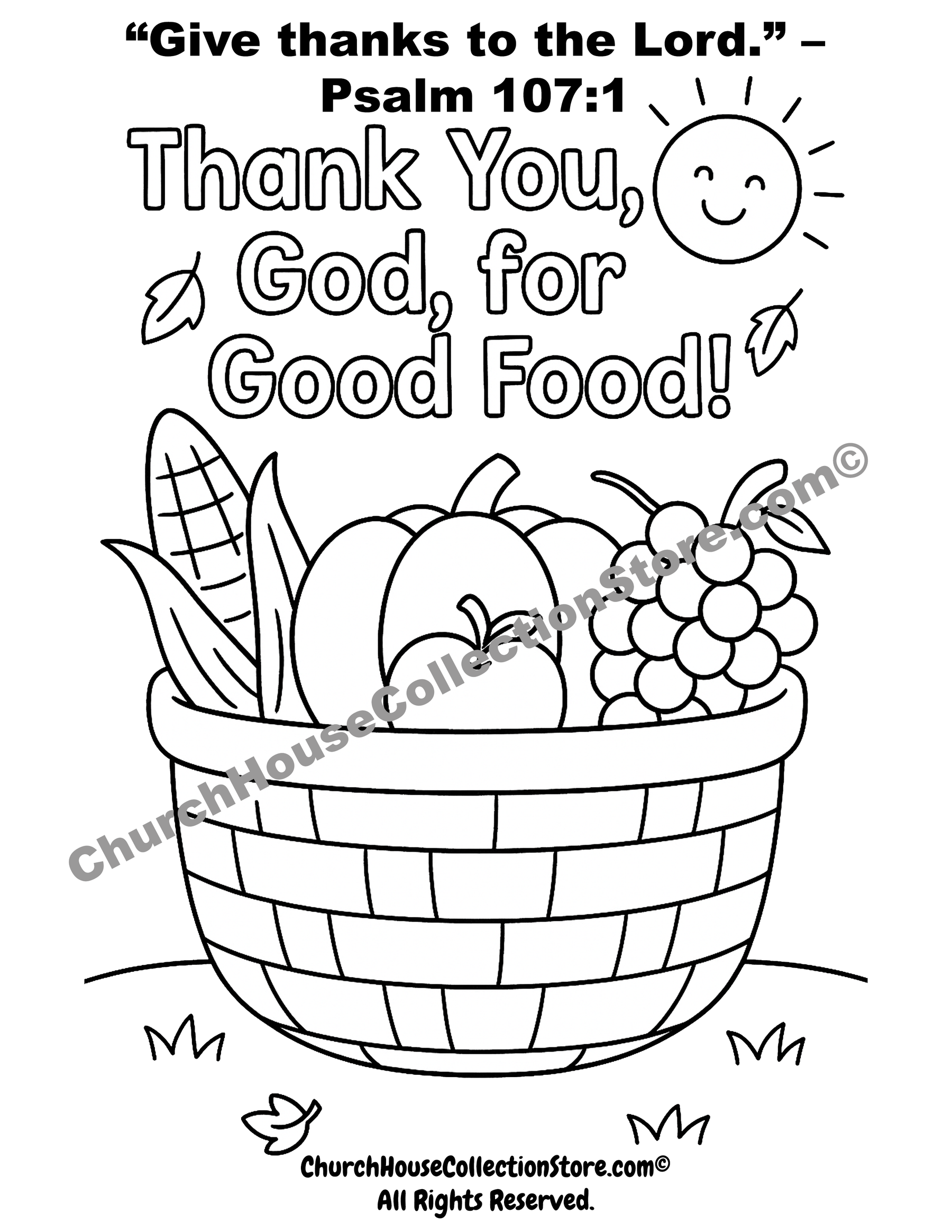 Thankful Harvest Coloring Page | Preschool Bible Printable – Church ...