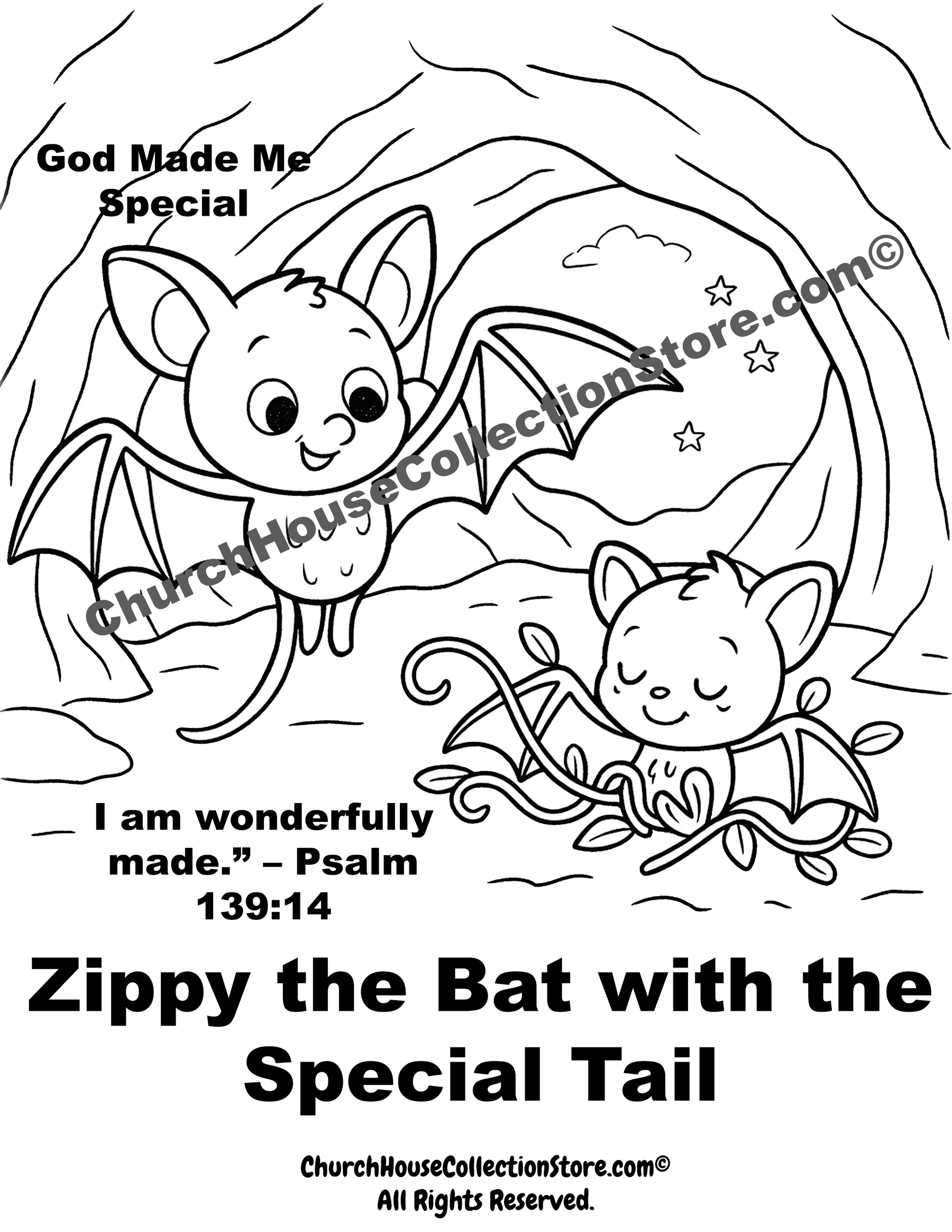 Zippy The Bat With The Special Tail Bible Coloring Page – Church House ...