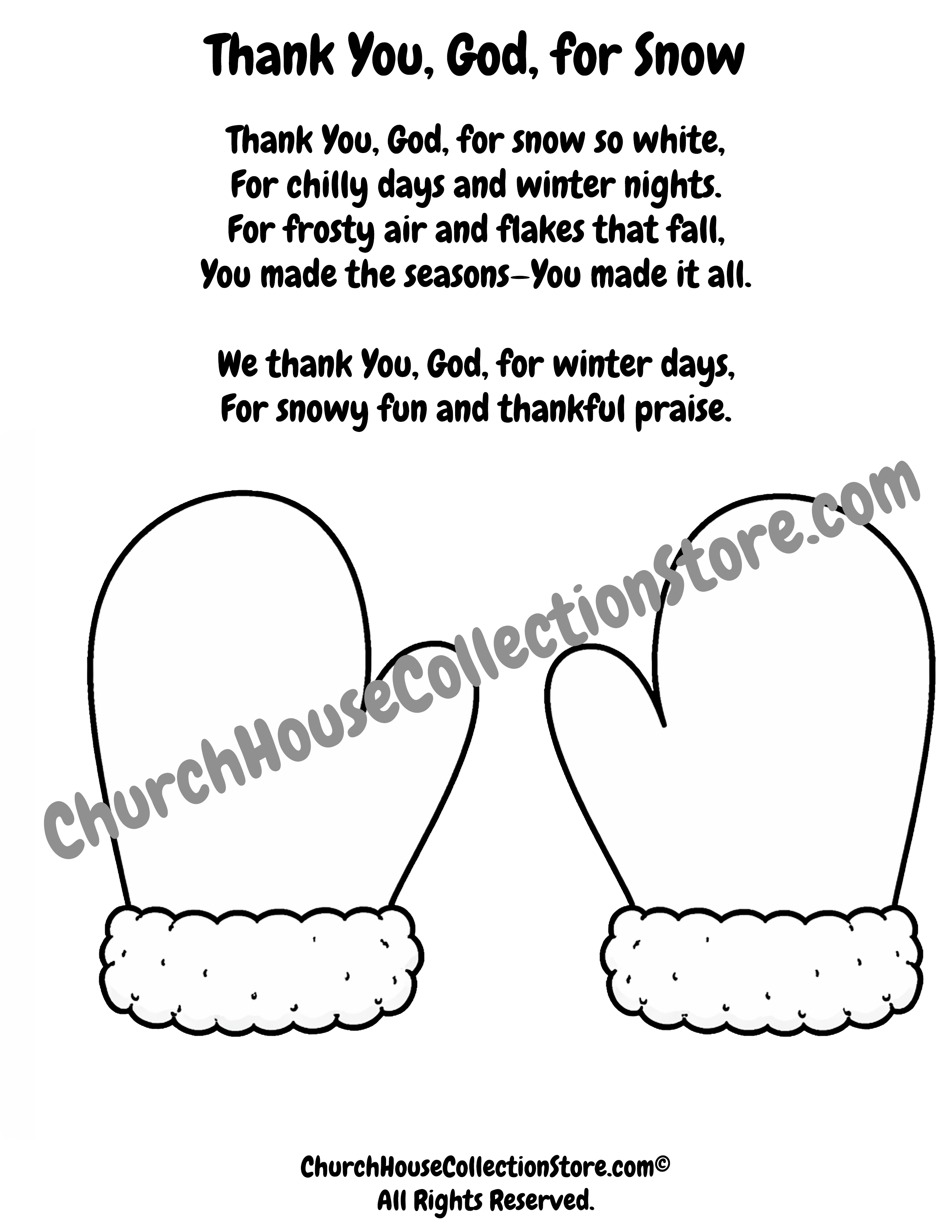 Thank You God For Snow Bible Coloring Page – Church House Collection Store